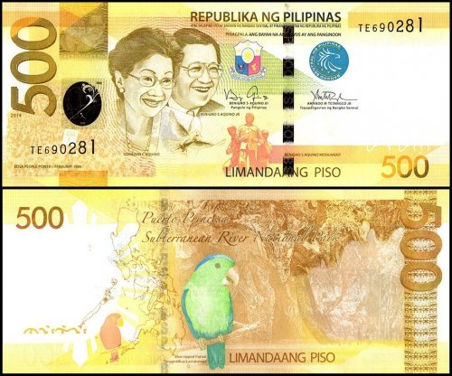 Philippines 500 Piso Banknote 2014 P 210a 4 UNC philippines-500-piso-banknote-2014-p-210a-4-unc